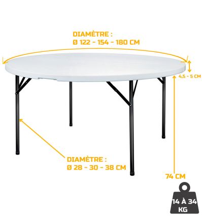Table Pliante Ronde en Polyéthylène pour événements