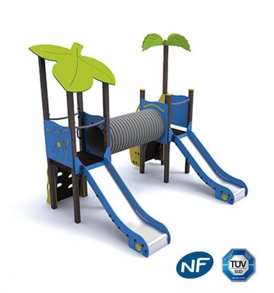 Parc de jeux avec tunnel et toboggans 1 à 6 ans