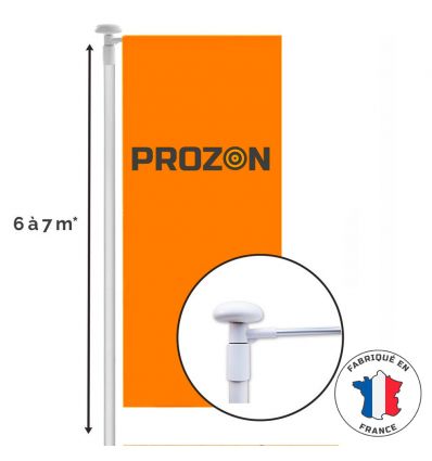 Mat drapeau avec potence, 6m - 7m, en aluminium - Prozon