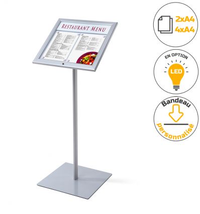 Porte menu sur pied alu 2 A4 Dès 137,49€ HT